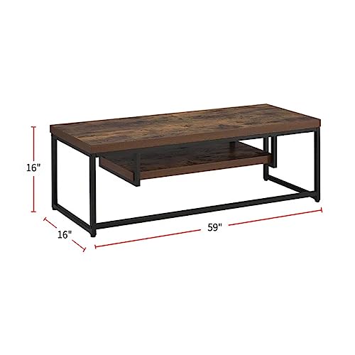 ACME Furniture AC-91782 TV Stand, 59", Weathered Oak & Black