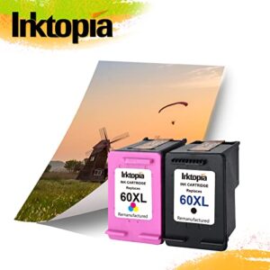 Inktopia Remanufactured Ink Cartridges Replacement for HP 60XL 60 XL CB336WN CB338WN High Yield (1 Black, 1 Tri-Color) for HP Photosmart C4680 D110 Deskjet D2680 F2430 F4210 Printer