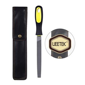 UEETEK 6-inch Hardened Steel File Flat Metal File Sharpening Tools with Comfortable Hand Grip Handles