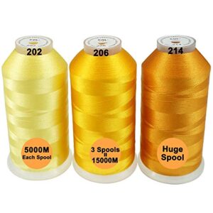 new brothreads - 40 options- various assorted color packs of polyester embroidery machine thread huge spool 5000m for all embroidery machines -different yellows