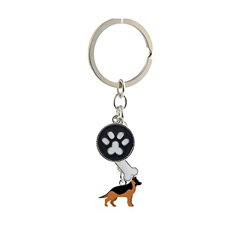 Key-ring Keychain,Cute Metal Small Dog Puppy Keychain Keyring Keyfob Car Bag Charm Dog Tag Chains Birthday (German Shepherd Dog)