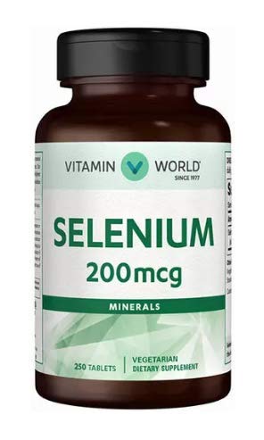 Vitamin World Selenium 200 mcg.Vegetarian Dietary Supplement 250 Tablets