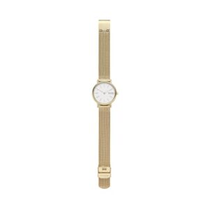 Skagen Women's Signatur Quartz Analog Stainless Steel and Stainless Steel Mesh Watch, Color: Gold / White (Model: SKW2693)