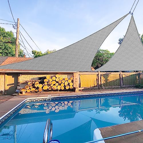 E&K Sunrise 10' x 10' x 10' Sun Shade Sail Triangle Canopy Shade Cover UV Block for Pergola Patio Backyard Garden Outdoor (Light Gray)