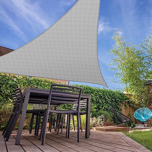 E&K Sunrise 10' x 10' x 10' Sun Shade Sail Triangle Canopy Shade Cover UV Block for Pergola Patio Backyard Garden Outdoor (Light Gray)