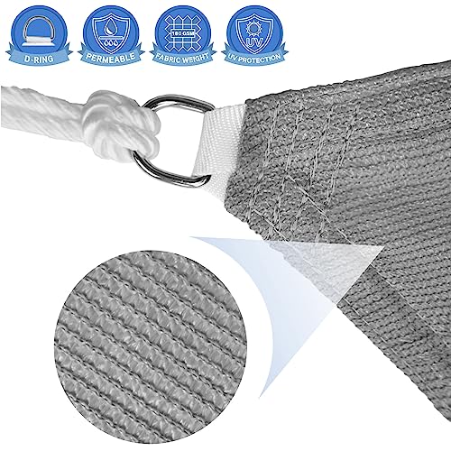 E&K Sunrise 10' x 10' x 10' Sun Shade Sail Triangle Canopy Shade Cover UV Block for Pergola Patio Backyard Garden Outdoor (Light Gray)