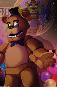 trends international five nights at freddy's - pizzeria art wall poster, 22.375" x 34", premium unframed version