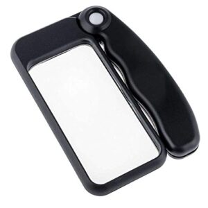 withit hinge lighted rectangular magnifier, black – 2x magnification with 4x magnification bubble - led portable magnifying glass for reading - collapsible handle for storage and travel