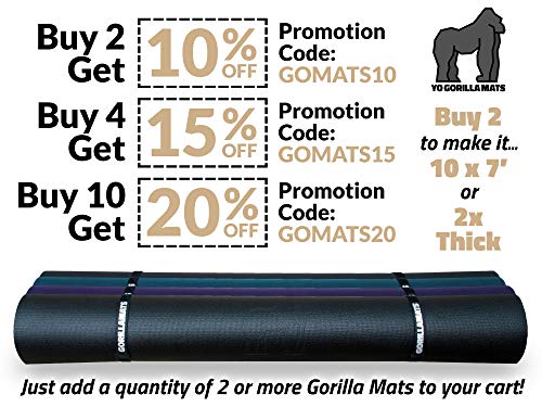 Gorilla Mats Premium Large Yoga Mat – 7' x 5' x 8mm Extra Thick & Ultra Comfortable, Non-Toxic, Non-Slip Barefoot Exercise Mat – Works Great on Any Floor for Stretching, Cardio or Home Workouts