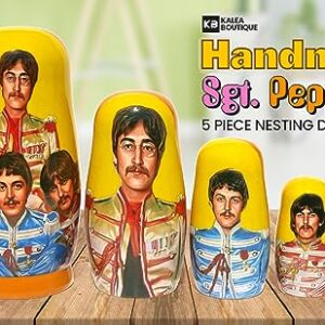 Great Russian Gifts The Beatles Group Collectible Memorbilia 5 Piece Stacking Nesting Doll Set 5.75 Inches Tall