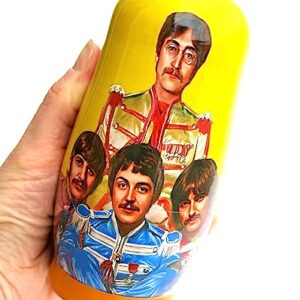 Great Russian Gifts The Beatles Group Collectible Memorbilia 5 Piece Stacking Nesting Doll Set 5.75 Inches Tall