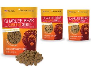 charlee bear crunch chicken, pumpkin & apple flavor dog treat and snack (3 pack) 8 oz each