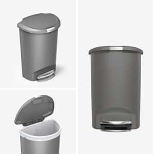 simplehuman 50 litre semi-round step can grey plastic + code P 60 pack liners