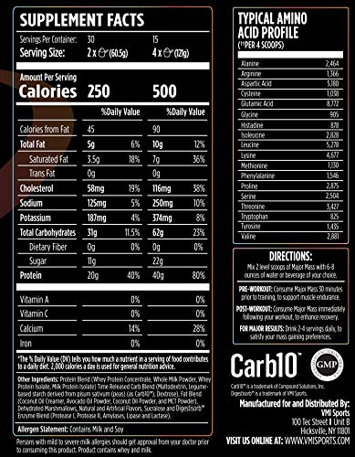 VMI Sports | Major Mass Lean Mass Gainer | Mass Gainer Protein Powder for Muscle Gain | Weight Gainer Protein Powder for Men | Weight Gainer for Women (Marshmallow Charms, 4 Pounds)