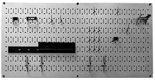 Wall Control Modular Pegboard Tool Organizer System - Wall-Mounted Metal Peg Board Tool Storage Unit for Pegboard Tiling (Metallic Pegboard)