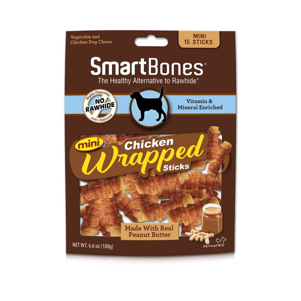 SmartBones Chicken-Wrapped Sticks, Treat Your Dog to a Rawhide-Free Chew Made With Real Chicken and Vegetables Brown 15 Count (Pack of 1)