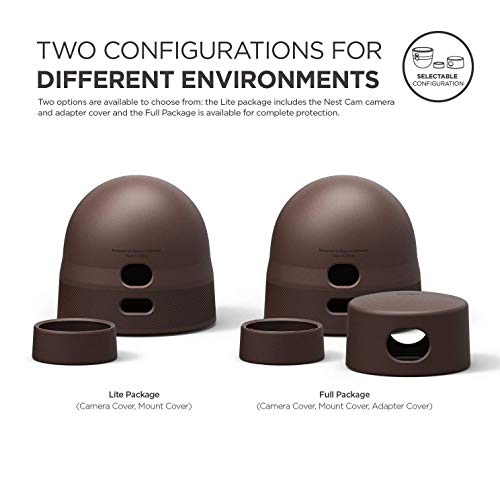 elago Google Nest Cam Outdoor Cover (Dark Brown, 3Pcs) - Full Package, All Weather Protection, Adapter Cover Included, Easy Installation