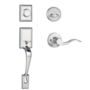 dynasty hardware rid-her-405-15l ridgecrest front door dummy handleset, satin nickel, with heritage lever, left hand