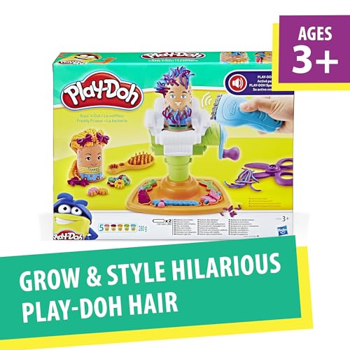 Play-Doh Buzz 'n Cut Fuzzy Pumper Barber Shop Toy with Electric Buzzer and 5 Non-Toxic Play-Doh Colors, 2-Ounce Cans (Amazon Exclusive)