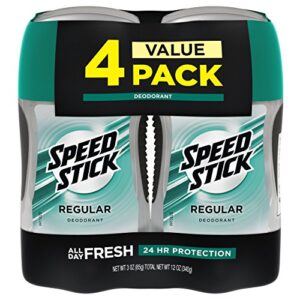 speed stick deodorant for men, aluminum free, regular - 3 ounce (4 pack)