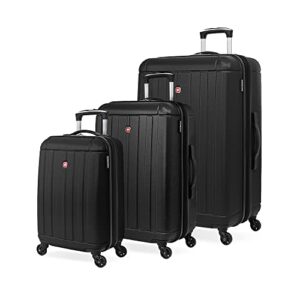 swissgear 6297 hardside expandable luggage with spinner wheels, black, carry-on 18-inch