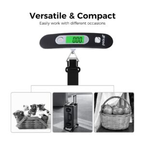 pack all 110 Lbs Luggage Scale, Digital Handheld Luggage Scale, Baggage Scale, Travel Weight Scale for Luggage with Backlit LCD Display, Battery Included, Black