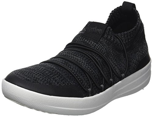 FitFlop Women's Uberknit Slip-ON Ghillie Sneakers Trainers, Multicolour (Black/Soft Grey 546), 3 UK 36 EU