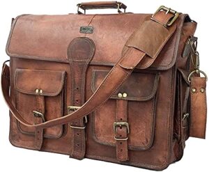 cuero dhk 16 inch vintage handmade leather messenger bag laptop briefcase computer satchel bag for men & women (16 inch medium)