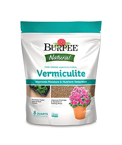 Burpee Organic Horticultural Add to Potting Soil | Ideal for Seed Starting, Water Retention and Plant Propagation | 100% Natural | 8 Quart, 1-Pack, Vermiculite (8qt)