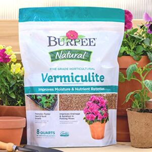 Burpee Organic Horticultural Add to Potting Soil | Ideal for Seed Starting, Water Retention and Plant Propagation | 100% Natural | 8 Quart, 1-Pack, Vermiculite (8qt)