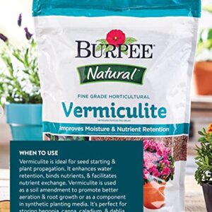 Burpee Organic Horticultural Add to Potting Soil | Ideal for Seed Starting, Water Retention and Plant Propagation | 100% Natural | 8 Quart, 1-Pack, Vermiculite (8qt)