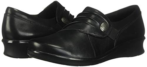 Clarks Women's Hope Roxanne Loafer, Black Leather, 9.5 W US