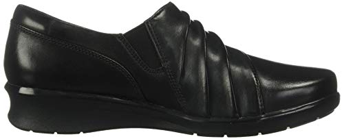 Clarks Women's Hope Roxanne Loafer, Black Leather, 9.5 W US