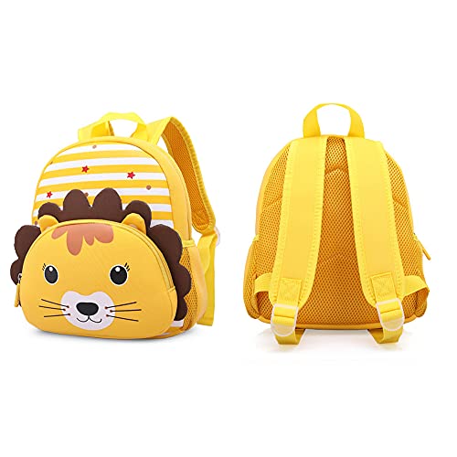 KK CRAFTS Toddler Backpack, Waterproof Preschool Backpack, 3D Cute Cartoon Neoprene Animal Schoolbag for Kids, Lunch Box Carry Bag for Boys Girls, Cute Lion