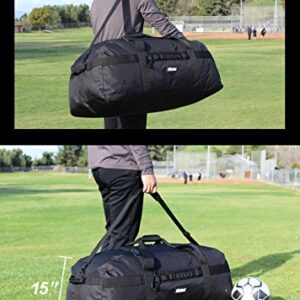 Fitdom 130L 36" Heavy Duty Extra Large Sports Gym Equipment Travel Duffle Bag W/Adjustable Shoulder & Compression Straps. Perfect for Soccer Baseball Basketball Hockey Football & Team Coaches & More