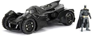 jada toys dc comics batman 2015 arkham knight batmobile & batman metals die-cast collectible toy vehicle with figure, black, 1:24 scale