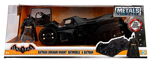 Jada Toys DC Comics Batman 2015 Arkham Knight Batmobile & Batman Metals Die-cast collectible toy vehicle with figure, Black, 1:24 Scale