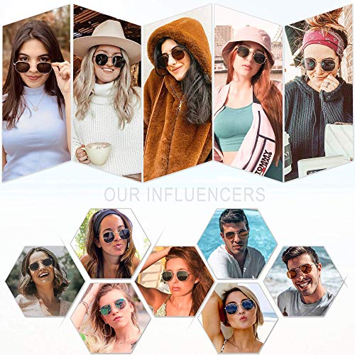 SOJOS Small Square Polarized Sunglasses for Men and Women Polygon Mirrored Lens SJ1072 with Gold Frame/Pink Mirrored Lens