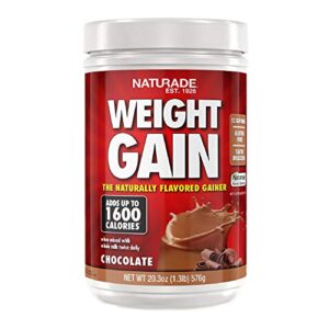 naturade - all natural weight gain drink mix - gluten free, delicious taste, 1600 calories per servings - mass gainer w/carbohydrates & protein - chocolate, 20.3 ounce (12 servings).