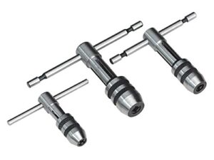 t-handle t type tap wrench set of 3 pieces solid collet jaws