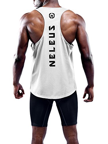 NELEUS Men's 3 Pack Dry Fit Athletic Muscle Tank Workout Gym Shirt,5031,Black,Grey,White,XL,EU 2XL