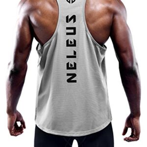 NELEUS Men's 3 Pack Dry Fit Athletic Muscle Tank Workout Gym Shirt,5031,Black,Grey,White,XL,EU 2XL