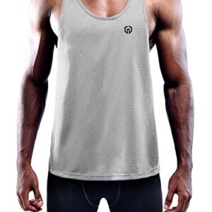 NELEUS Men's 3 Pack Dry Fit Athletic Muscle Tank Workout Gym Shirt,5031,Black,Grey,White,XL,EU 2XL