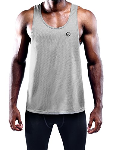 NELEUS Men's 3 Pack Dry Fit Athletic Muscle Tank Workout Gym Shirt,5031,Black,Grey,White,XL,EU 2XL