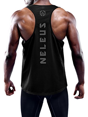 NELEUS Men's 3 Pack Dry Fit Athletic Muscle Tank Workout Gym Shirt,5031,Black,Grey,White,XL,EU 2XL