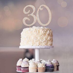 Crystal Creations 30 Cake Topper - Premium Rose Gold Metal - 30th Birthday or Anniversary Party Sparkly Rhinestone Decoration Makes a Great Centerpiece - Now Protected in a Box