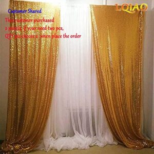 LQIAO Sequin Backdrop Curtain Panel 2x8FT-Gold,Sequin Photography Backdrop Curtain for Party/Home Curtain Decoration 1pc, Pocket 2x8FT(60x245cm))