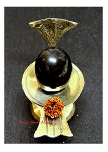 indianstore4all shaligram shiva ling lingam shivling statue hindu puja stand 5 mukhi rudraksha