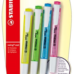 STABILO Swing Cool Highlighters Pack of 4 Green Yellow Blue Pink