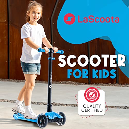 LaScoota 2-in-1 Kids Kick Scooter, Adjustable Height Handlebars and Removable Seat, 3 LED Lighted Wheels and Anti-Slip Deck, for Boys & Girls Aged 3-12 and up to 100 Lbs.